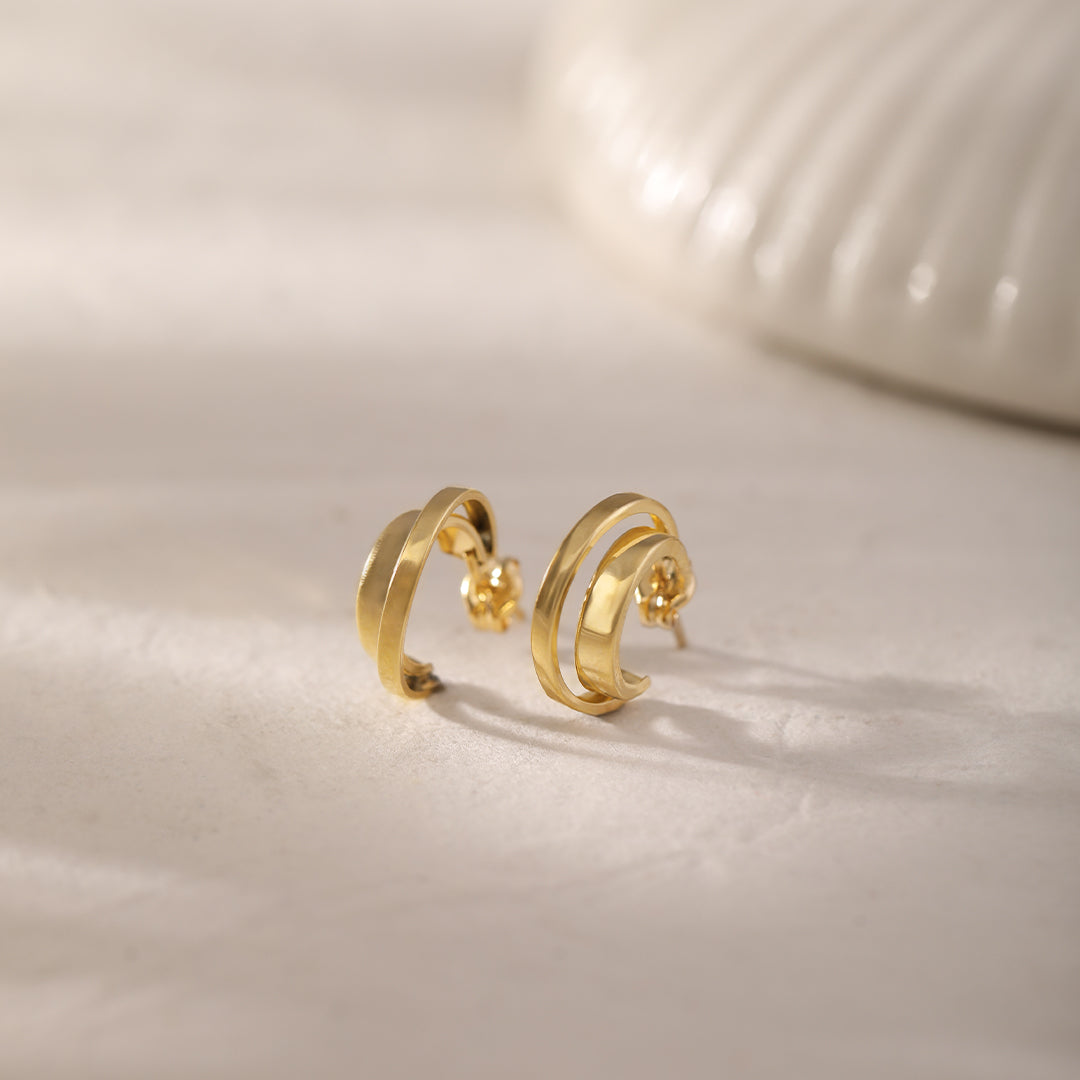 Layered hoop earrings gold store