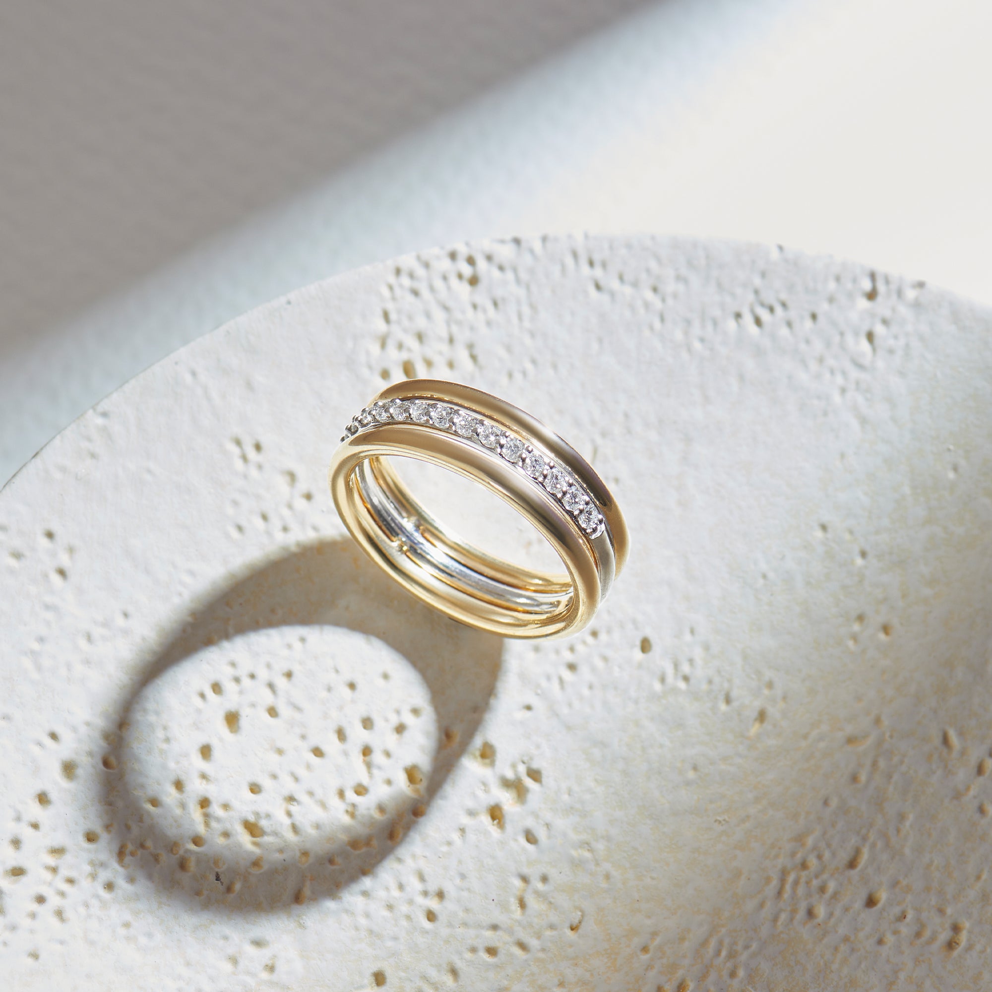 Trio Stacked Diamond Band|10K Solid Gold Lab Grown Diamond |HYOU – HYOU ...