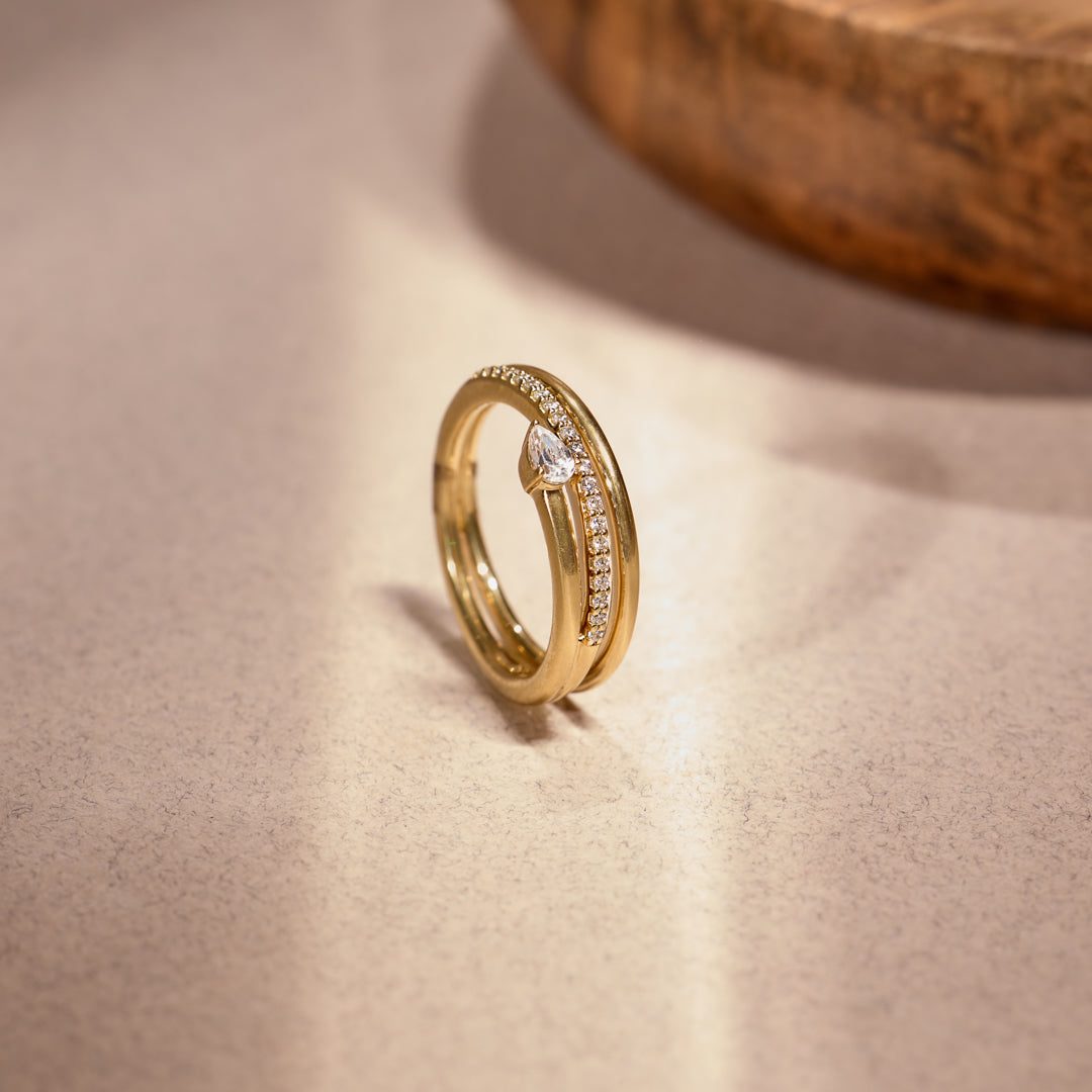 Classic Stack Diamond Ring|14K Gold Vermeil Lab Grown Diamond|HYOU ...