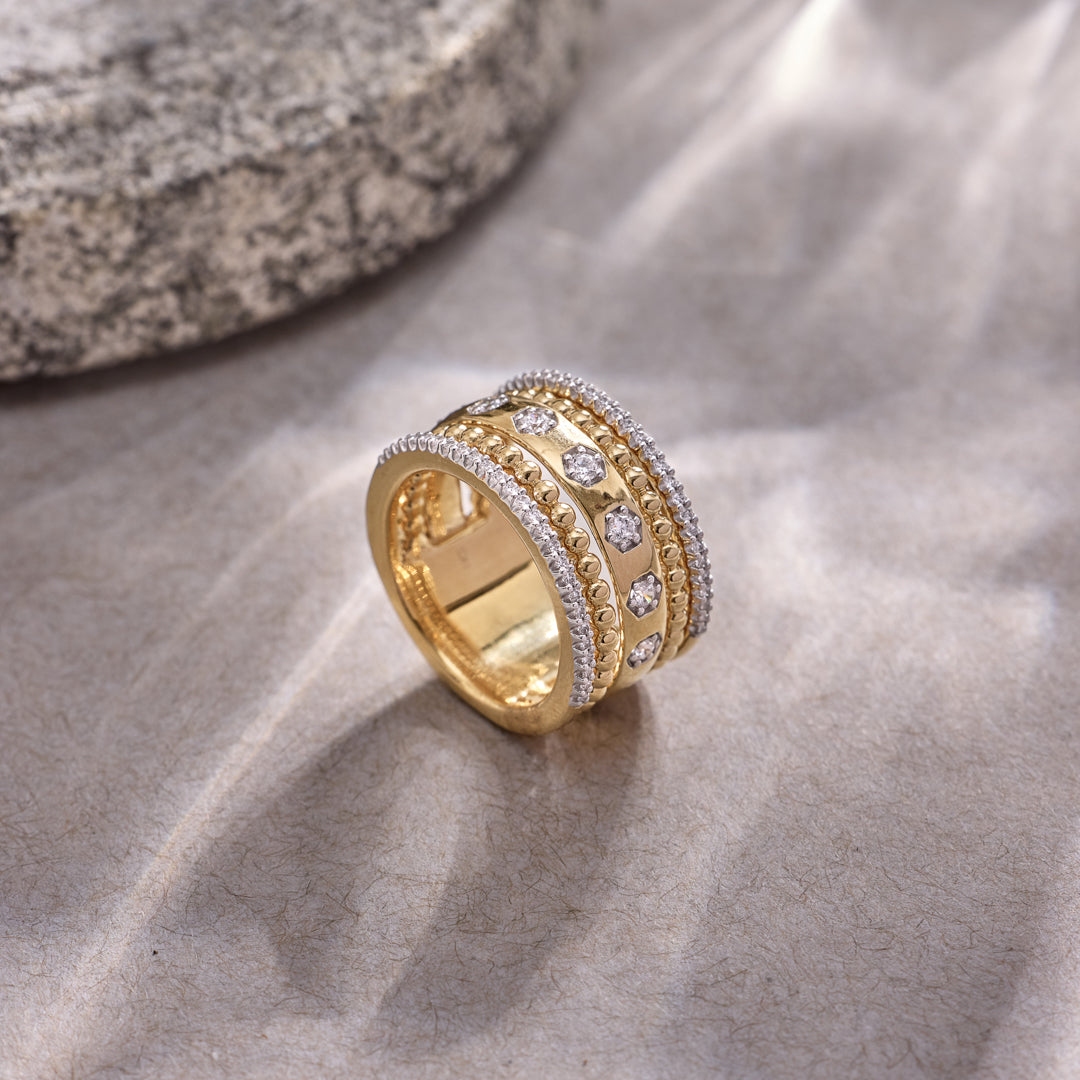Chunky Stacked Diamond Band|14K Gold Vermeil Lab Grown Diamond|HYOU ...