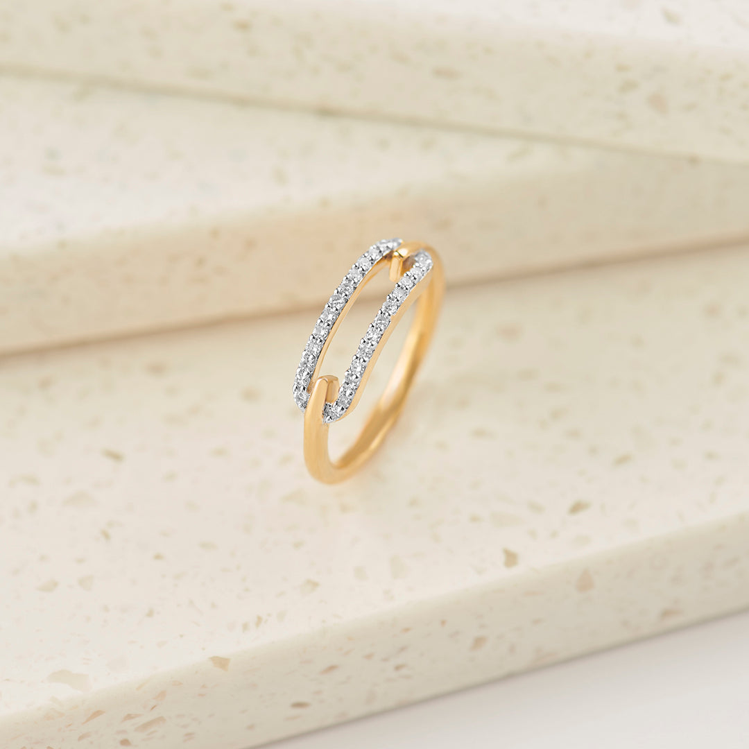 Pave Diamond Paperclip Ring|14K Gold Vermeil Lab Grown Diamond |HYOU ...