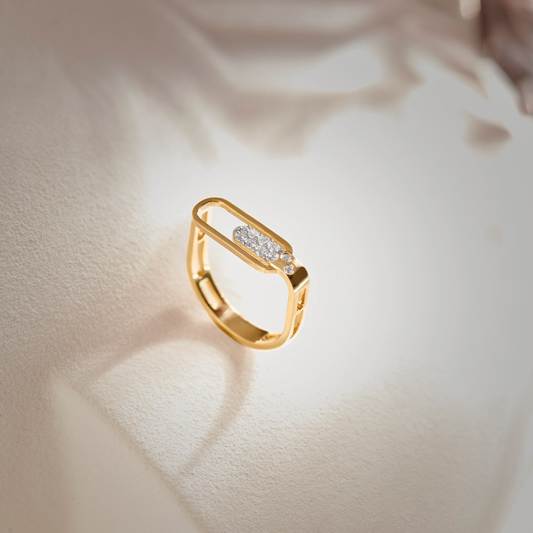 Bubbles Paperclip Open Ring|14K Solid Gold Lab Grown Diamond |HYOU ...