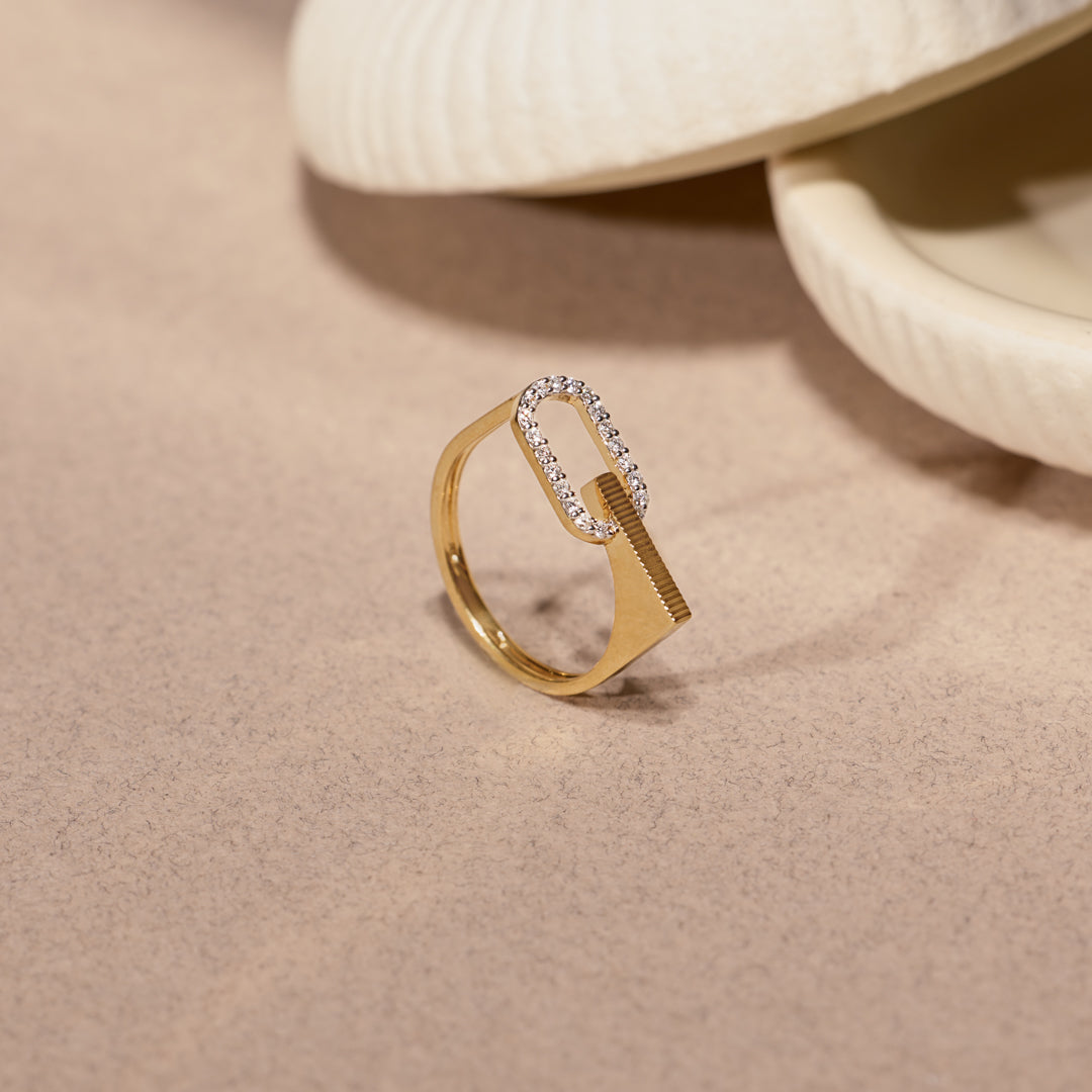Glimmer Lock Diamond Ring|14K Gold Vermeil Lab Grown Diamond|HYOU ...