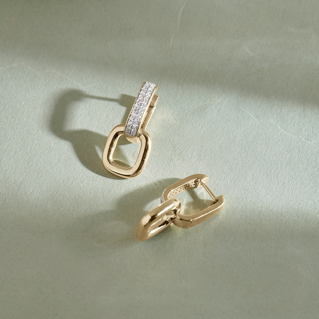 Link Diamond Gleam Hoops|14K Gold Vermeil Lab Grown Diamond|HYOU – HYOU ...