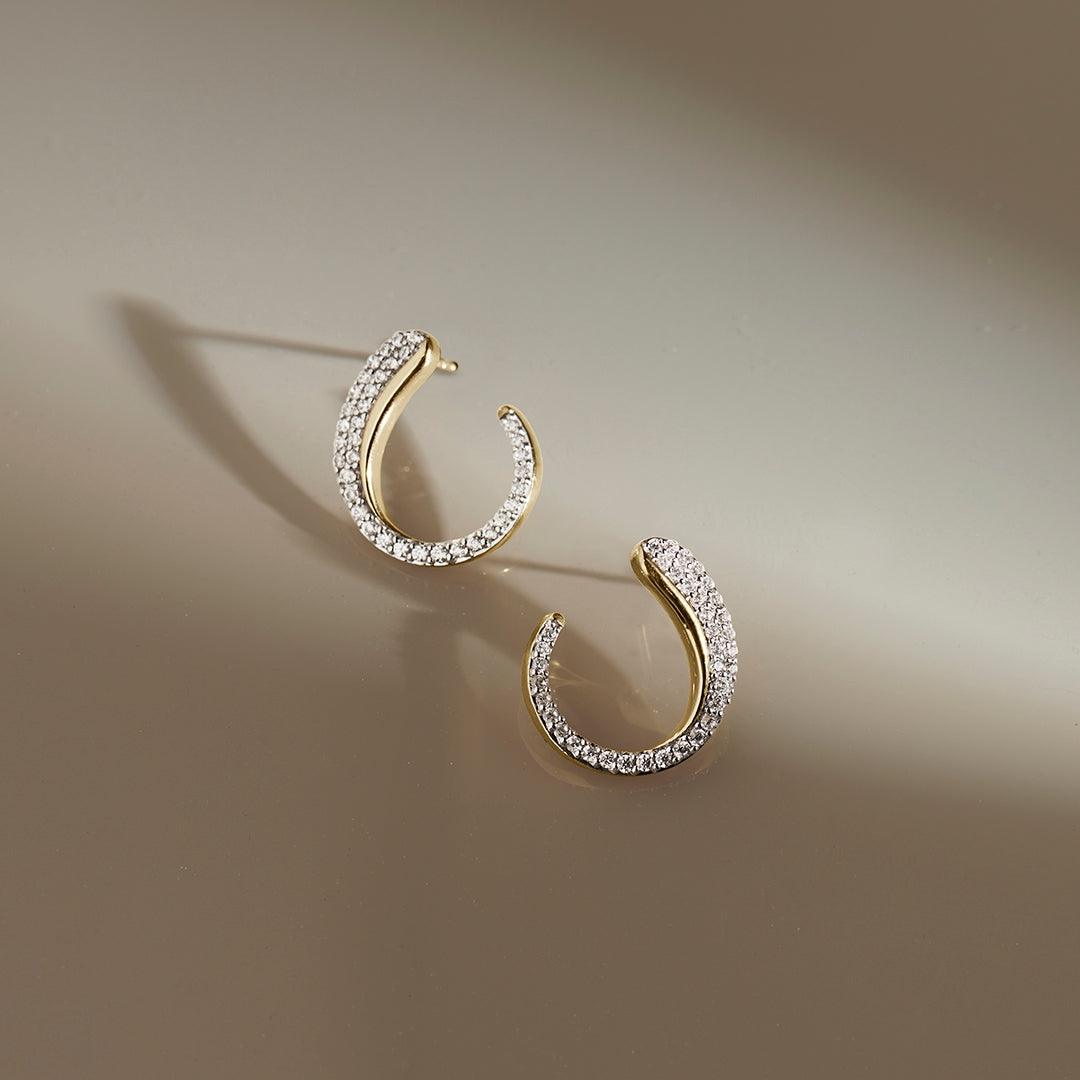 Glide Arc Diamond Studs|14K Gold Vermeil Lab Grown Diamond|HYOU – HYOU ...