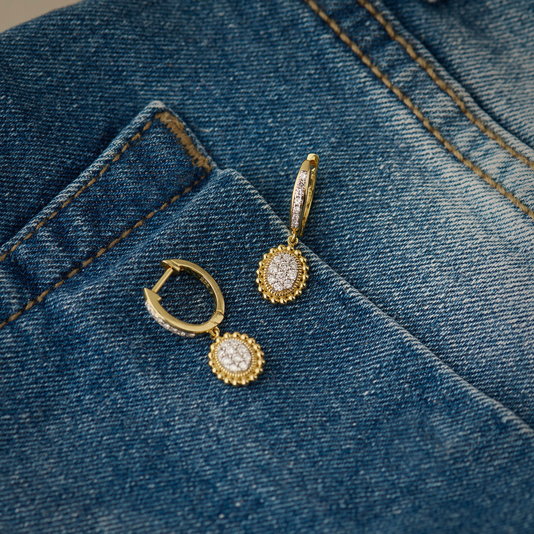 Golden Dew Diamond Drop Hoops|14K Gold Vermeil Lab Grown Diamond|HYOU ...