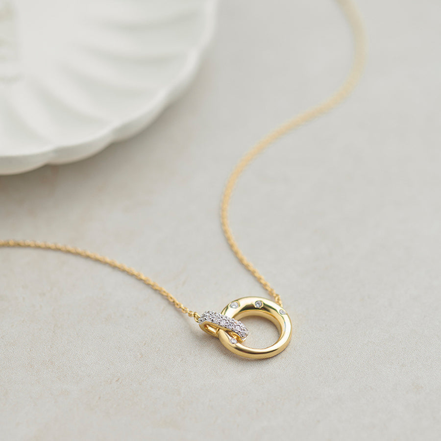 Interlocking Pendant Necklace|14K Gold Vermeil Lab Grown Diamond |HYOU ...