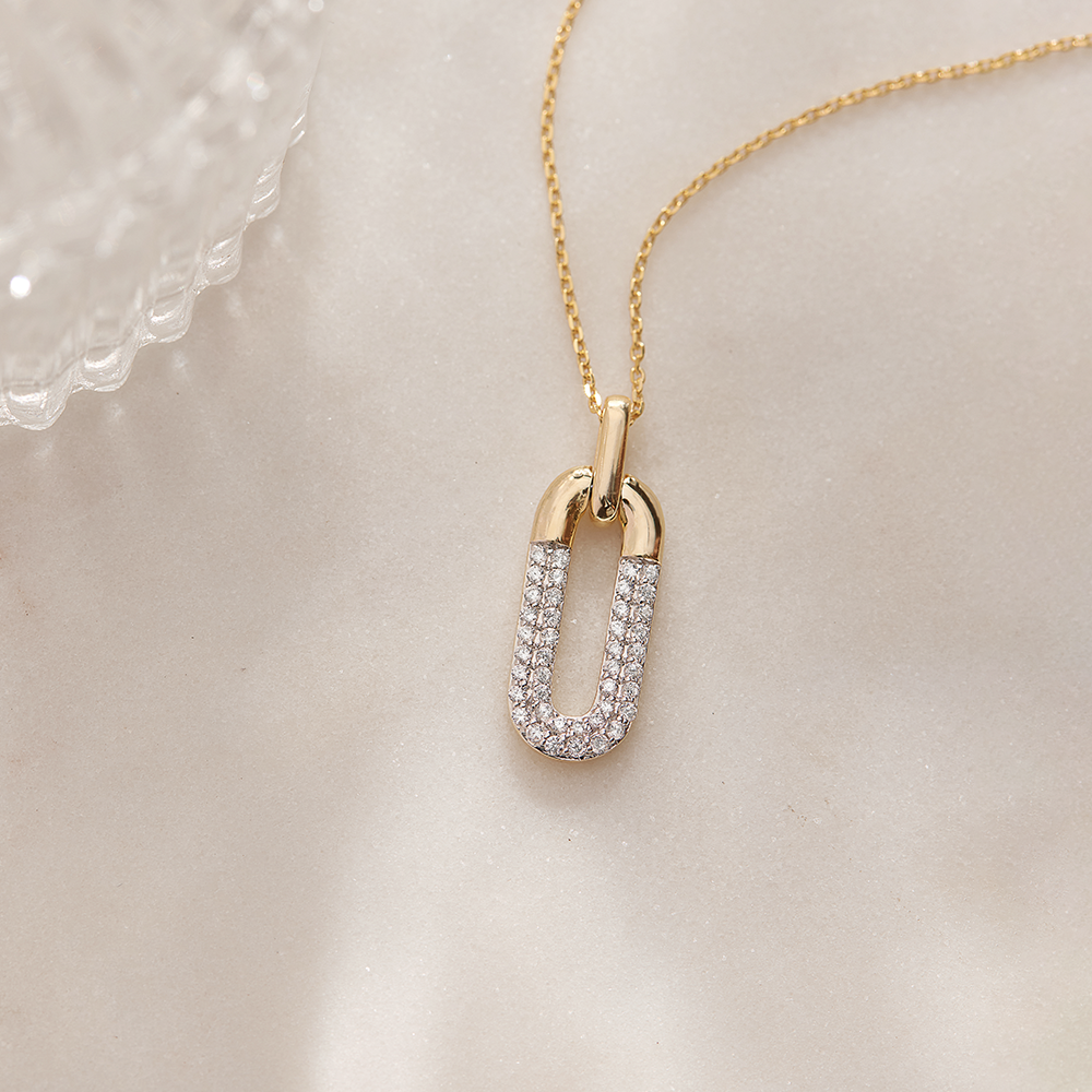 Diamond Dipped Paperclip Drop Necklace – Hyou Fine Jewelry
