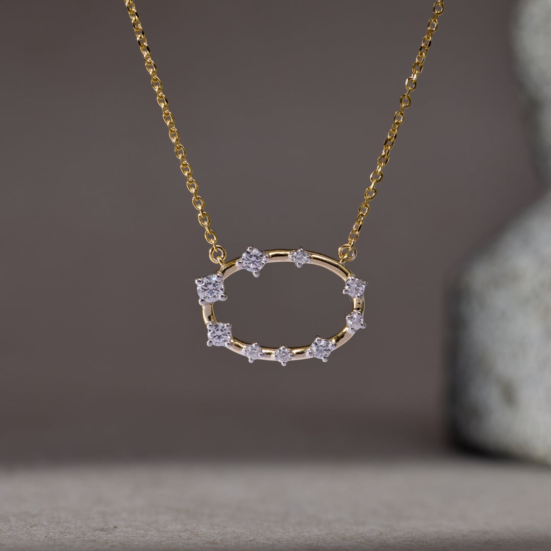 Diamond Ellipse Necklace|14K Gold Vermeil Lab Grown Diamond|HYOU – HYOU ...