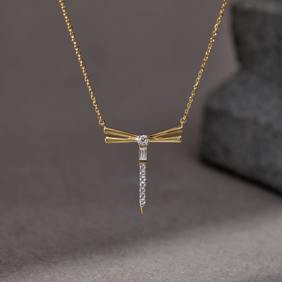 Radiant Dragonfly Diamond Necklace|14K Gold Vermeil Lab Grown Diamond ...