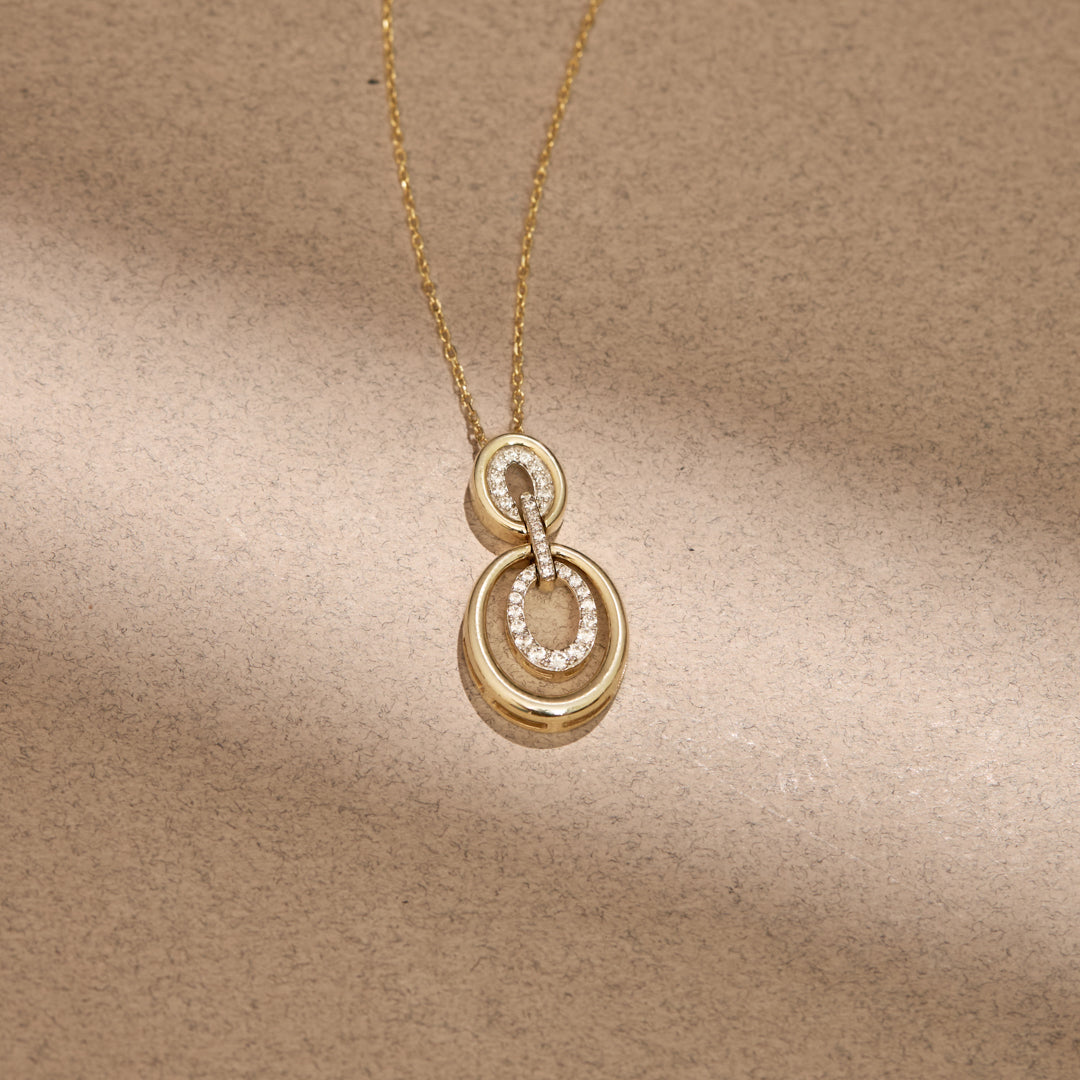 Dual Link Diamond Necklace|14K Gold Vermeil Lab Grown Diamond|HYOU ...
