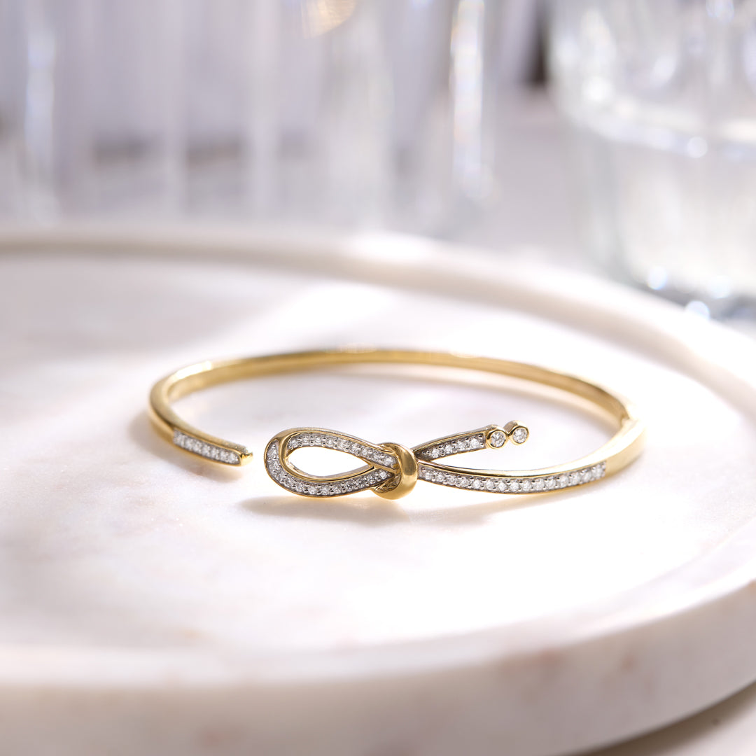 Ribbon Open Diamond Bracelet|14K Gold Vermeil Lab Grown Diamond|HYOU ...